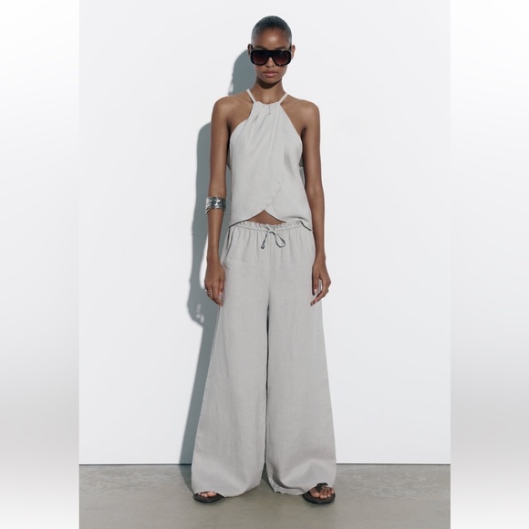 Zara | Pants & Jumpsuits | Zara Linen Palazzo Pants | Poshmark
